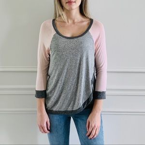 Monteau | Tops | Monteau Pink Grey Wrap Top | Poshmark